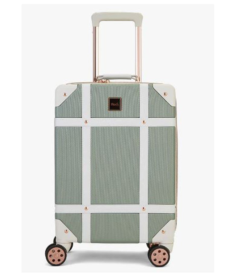 Rock Vintage Spinner Small Cabin Case 8 Wheels Suitcase 54cm - Sage ...